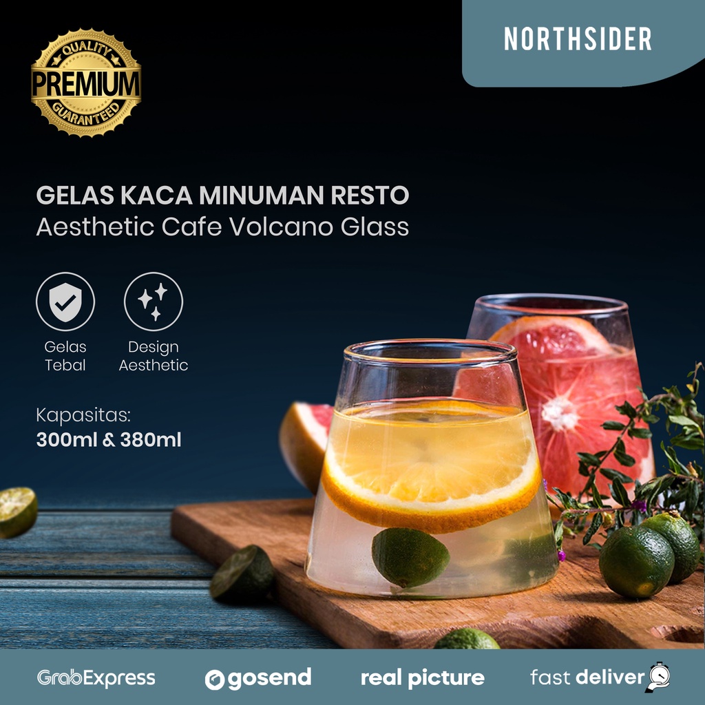Jual GELAS KACA MINUMAN RESTO CAFE DRINK GLASS AESTHETIC VOLCANO ...