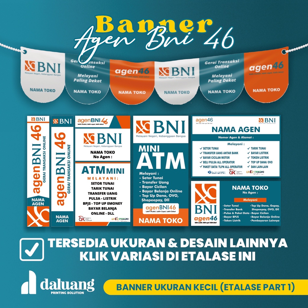 Jual Spanduk Banner Agen 46 Agen46 BNI Custom (Banner Part 1 Ukuran ...