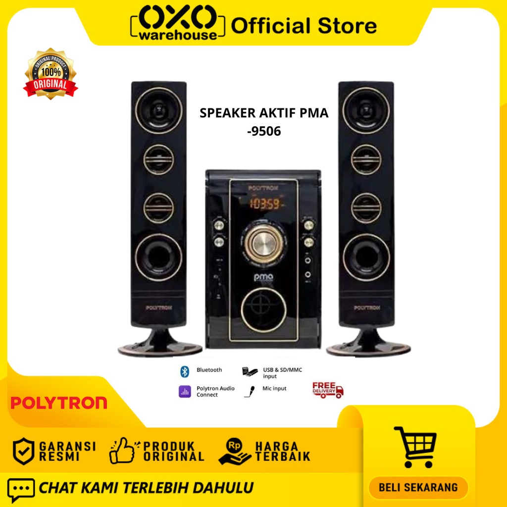 Jual POLYTRON Speaker Aktif PMA 9506 BLUETOOTH / AUX / USB / KARAOKE / RADIO FM Low Watt Garansi ...