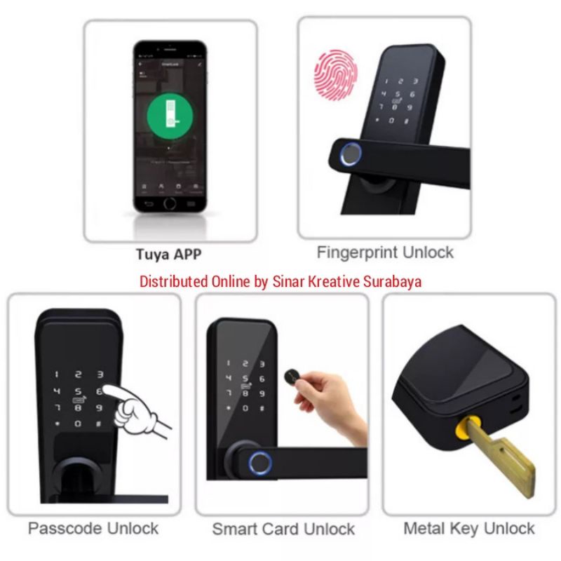 Jual SMARTDOOR LOCK FINGERPRINT GAGANG PINTU OTOMATIS DENGAN MULTI ...