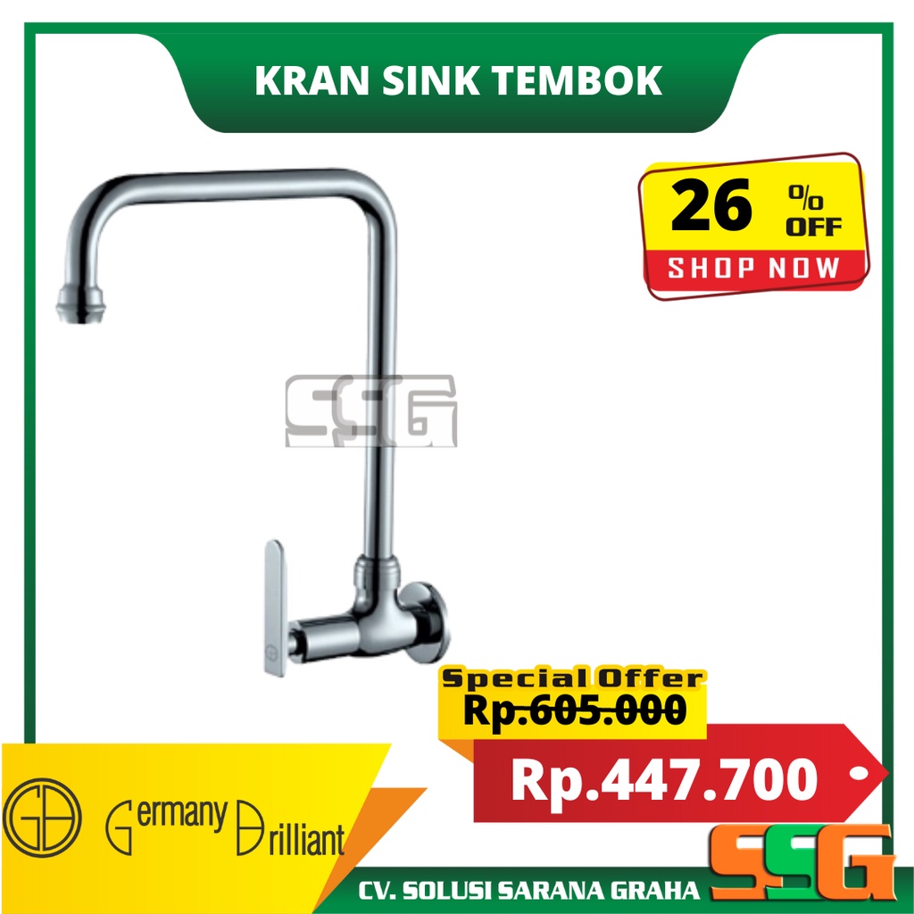 Jual Kran Sink Tembok Germany Brilliant GBV26-2120A Kran Dapur Cuci Piring | Shopee Indonesia