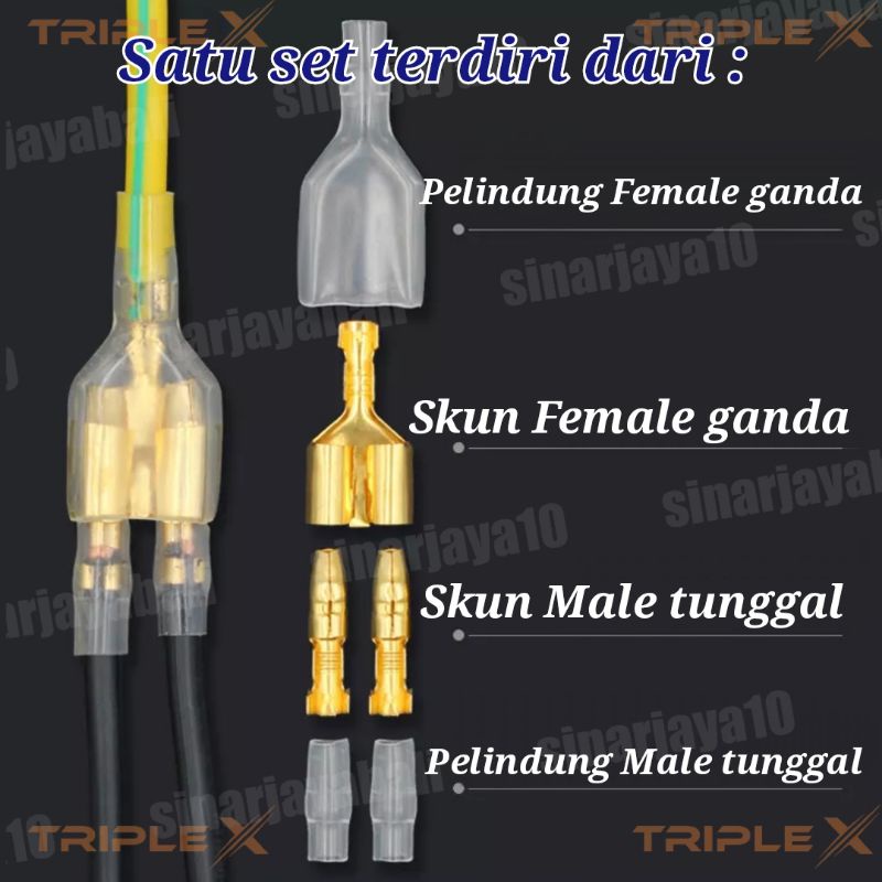 Jual skun bulat cabang sekun ganda dobel mobil motor terminal double konektor 2 otomotif ...