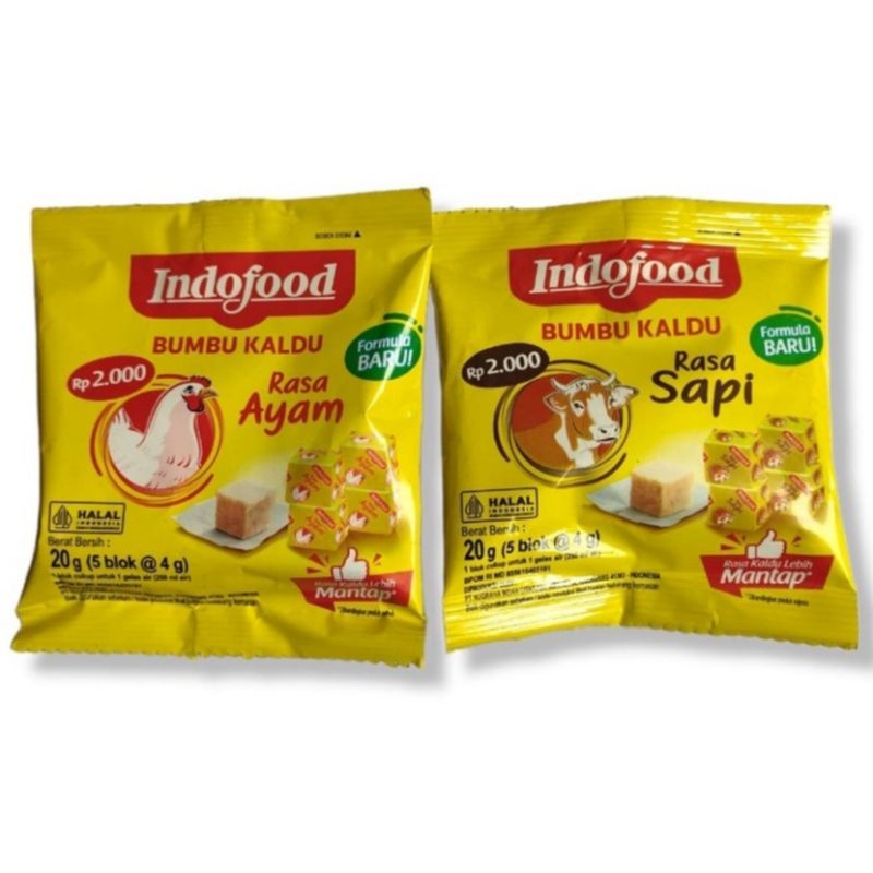 Jual Indofood bumbu kaldu blok rasa sapi dan ayam 20gr | Shopee Indonesia