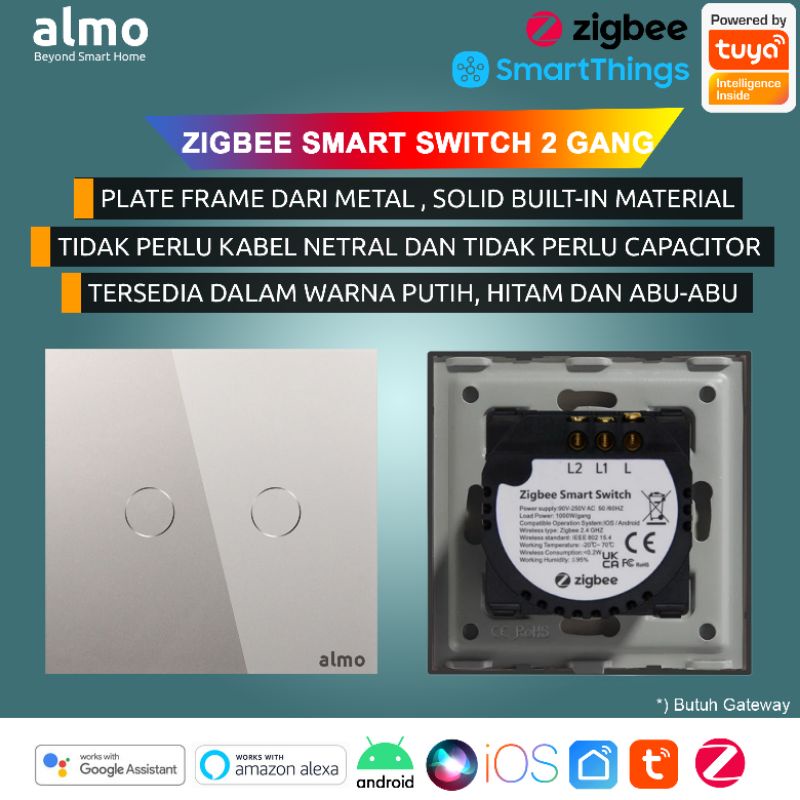 Jual ALMO Tuya ZigBee Smart Wall Switch Home Automation IoT Premium ...