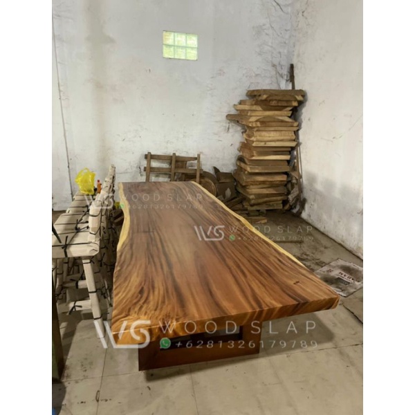 Jual Meja Trembesi 3 Meter Meja Makan Meja Meeting Solid | Shopee Indonesia