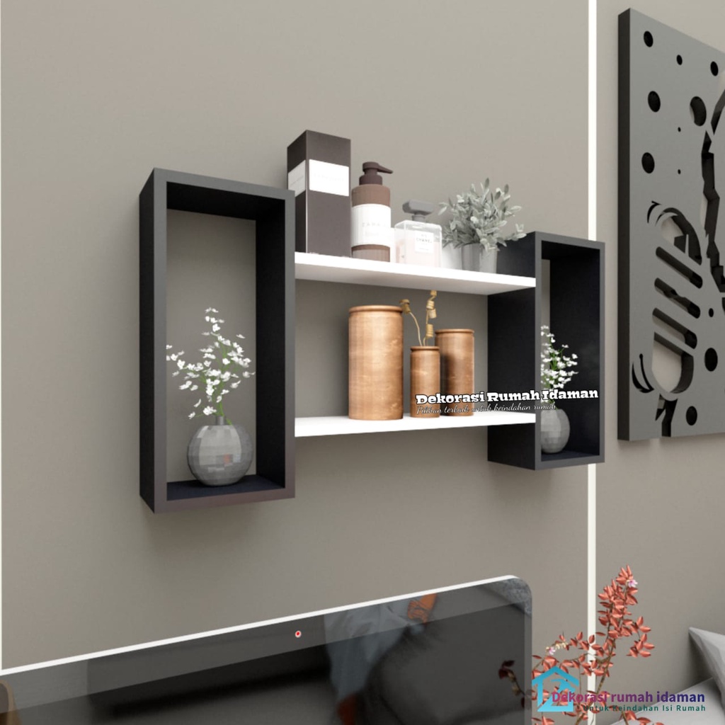 Jual Rak Dinding Minimalis Bahan Kayu Ambalan Susun Gantung Tempel ...