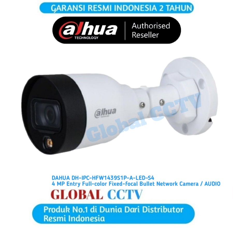 Jual Ip Camera Outdoor Dahua Full Color 4mp Audio Ipc Hfw1439s1 A Led