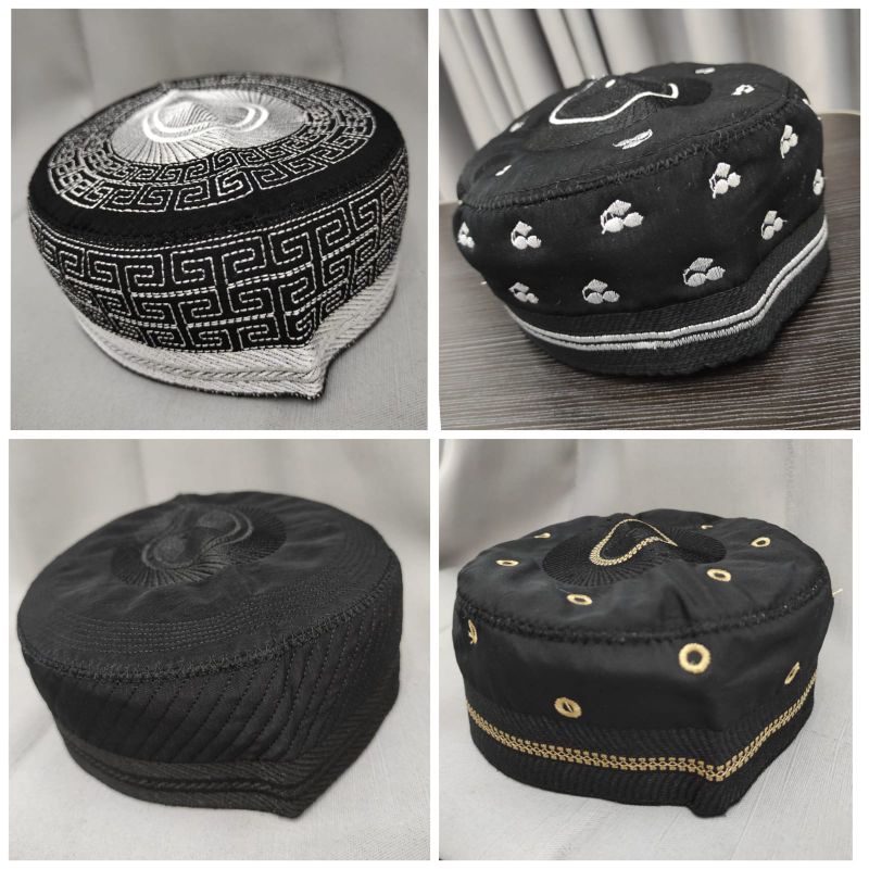 Jual PECI MADINAH BUGIS Hitam MOTIF peci Haji kopyah hitam bugis ...