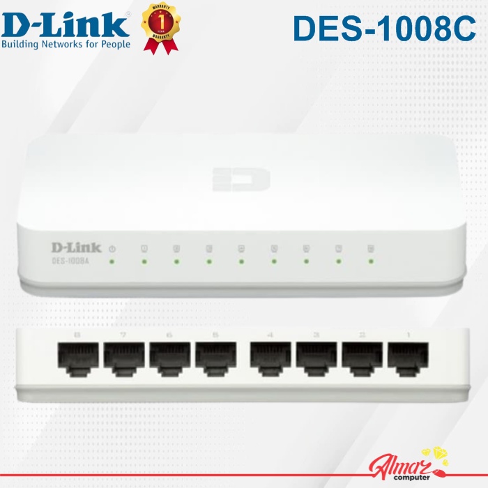 Jual Switch Hub D-Link DES-1008 8 Port Unmannaged Switch Hub | Shopee ...