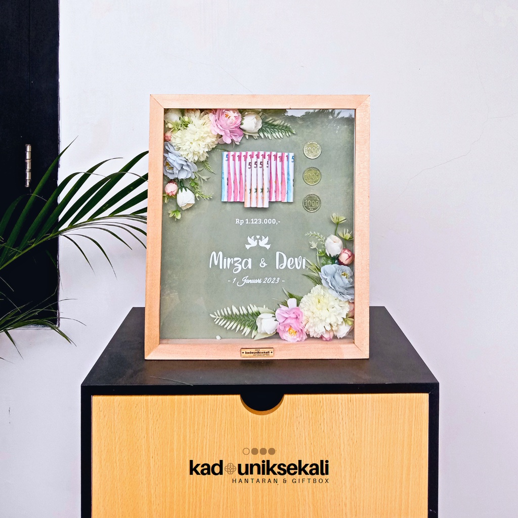 Jual Bingkai Mahar Rustic Dried Flower Bunga Pastel 10R / Mahar ...