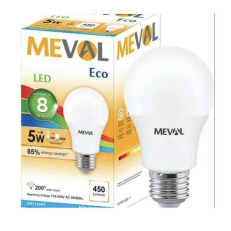 Jual Lampu Led Blub 5W / 5Watt Meval Eco 6500K Putih / white | Shopee ...