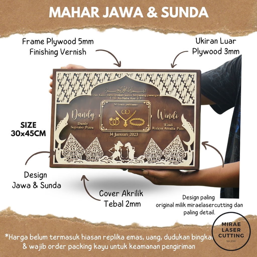 Jual Mahar Laser Cutting / Bingkai Mahar Nikah / Mahar Laser Mix Budaya ...