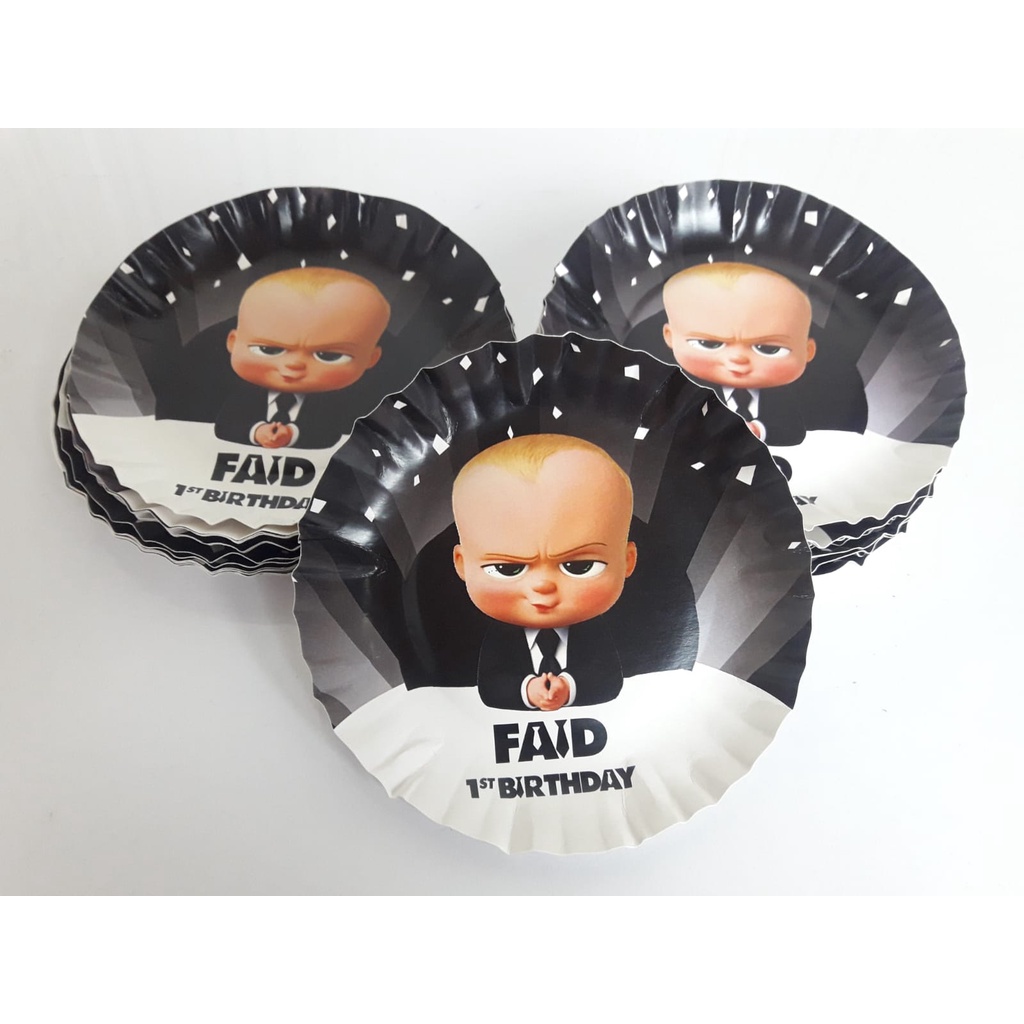 Jual piring kertas baby boss / paper plate baby boss / piring ultah ...