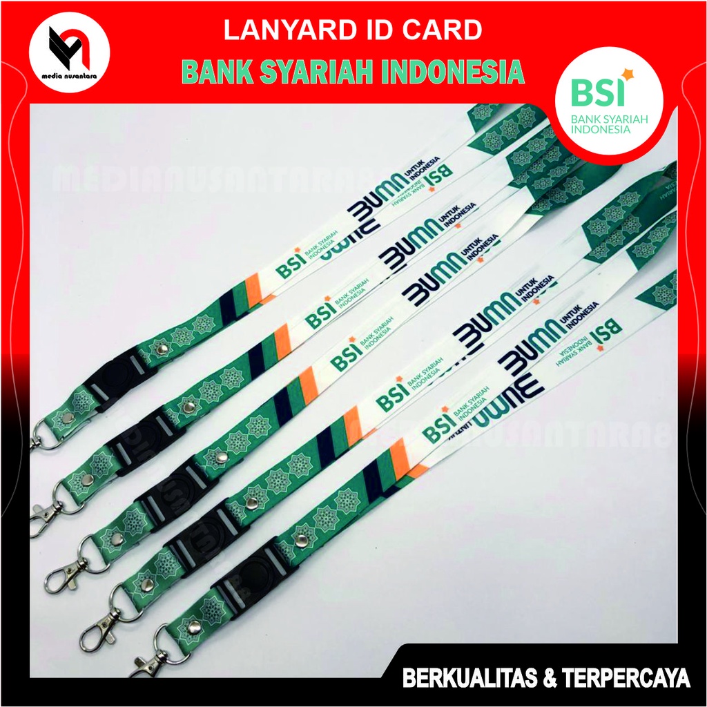 Jual Lanyard ID Card Bank BSI BUMN Bank Syariah Indonesia Printing Full ...