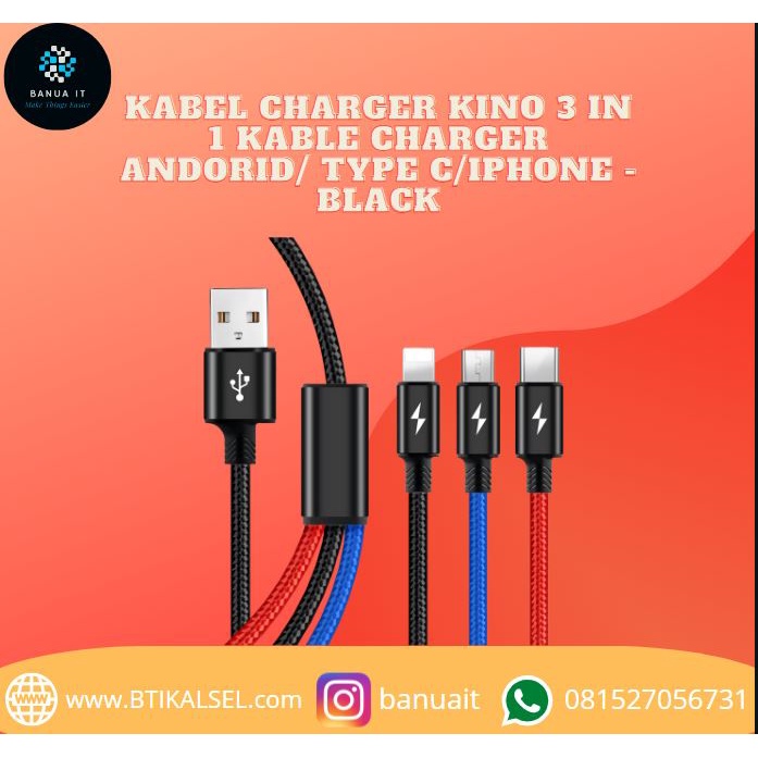 Jual Kabel Charger 3in1 | Kabel Data / Cas Iphone Android USB TYPE C ...