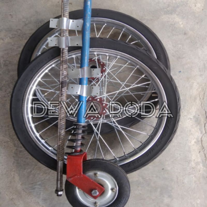 Jual Roda Gerobak Jari jari komplit ( 2 roda + As + Gletrek + Klem 4 ...
