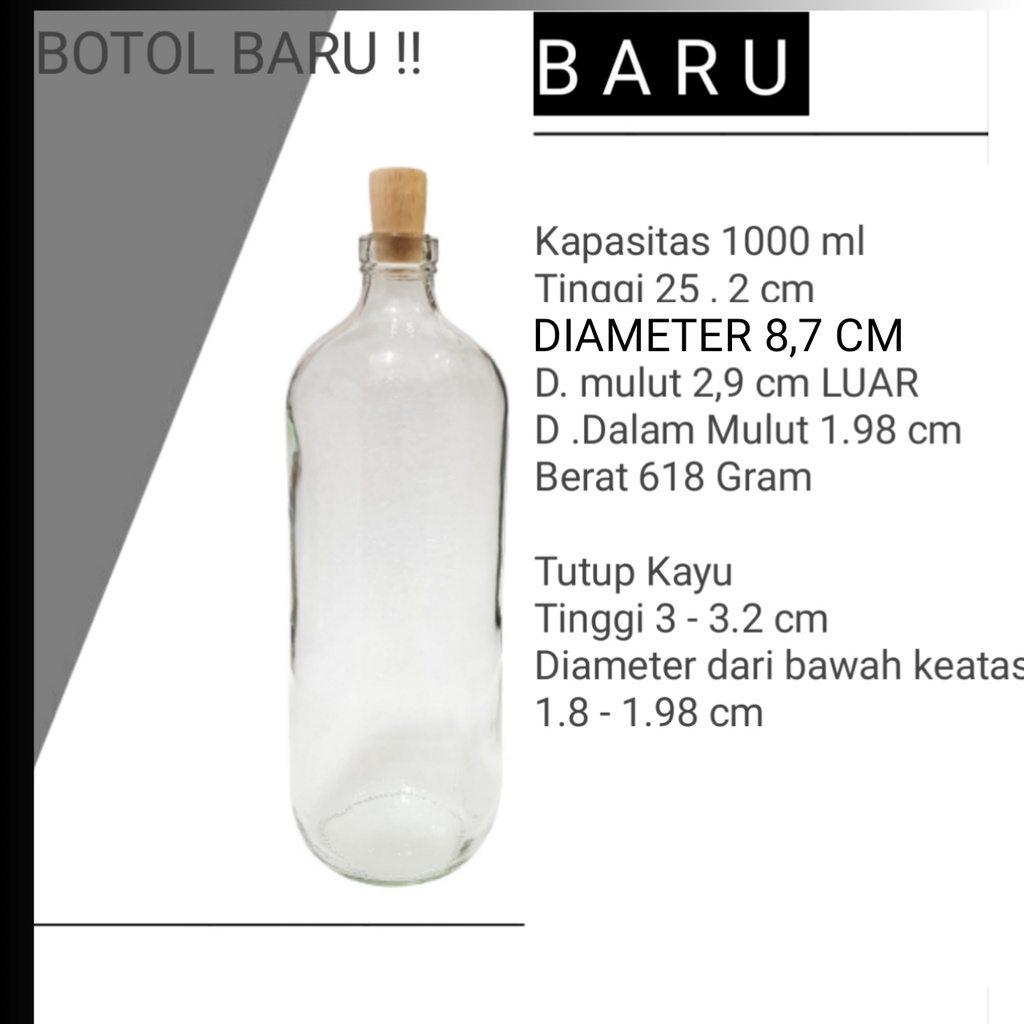 Jual / 10 ( SEPULUH ) PCS Botol Jamu Kaca / Botol Kaca Baru 1 Liter ...