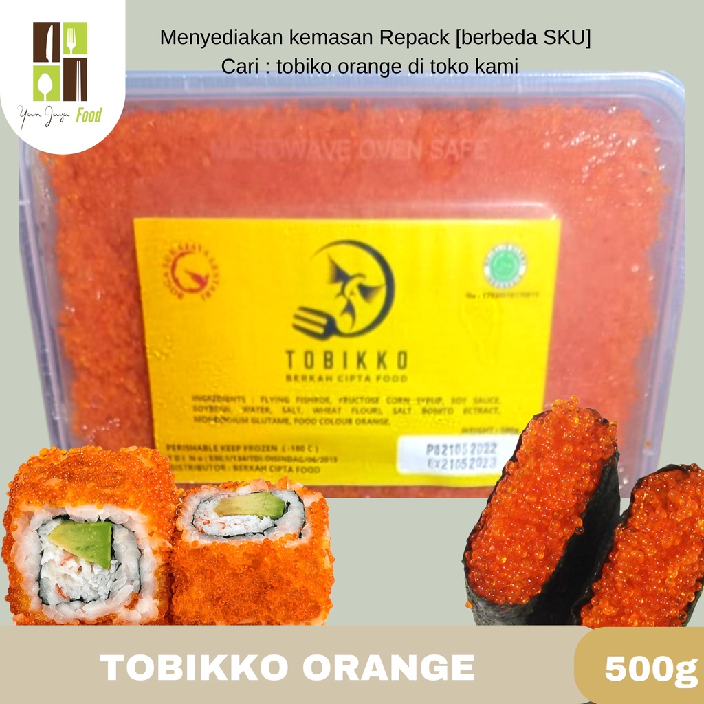 Jual Tobiko Telur Ikan Sushi Orange/Hijau/Wasabi/Black 500g | Shopee ...