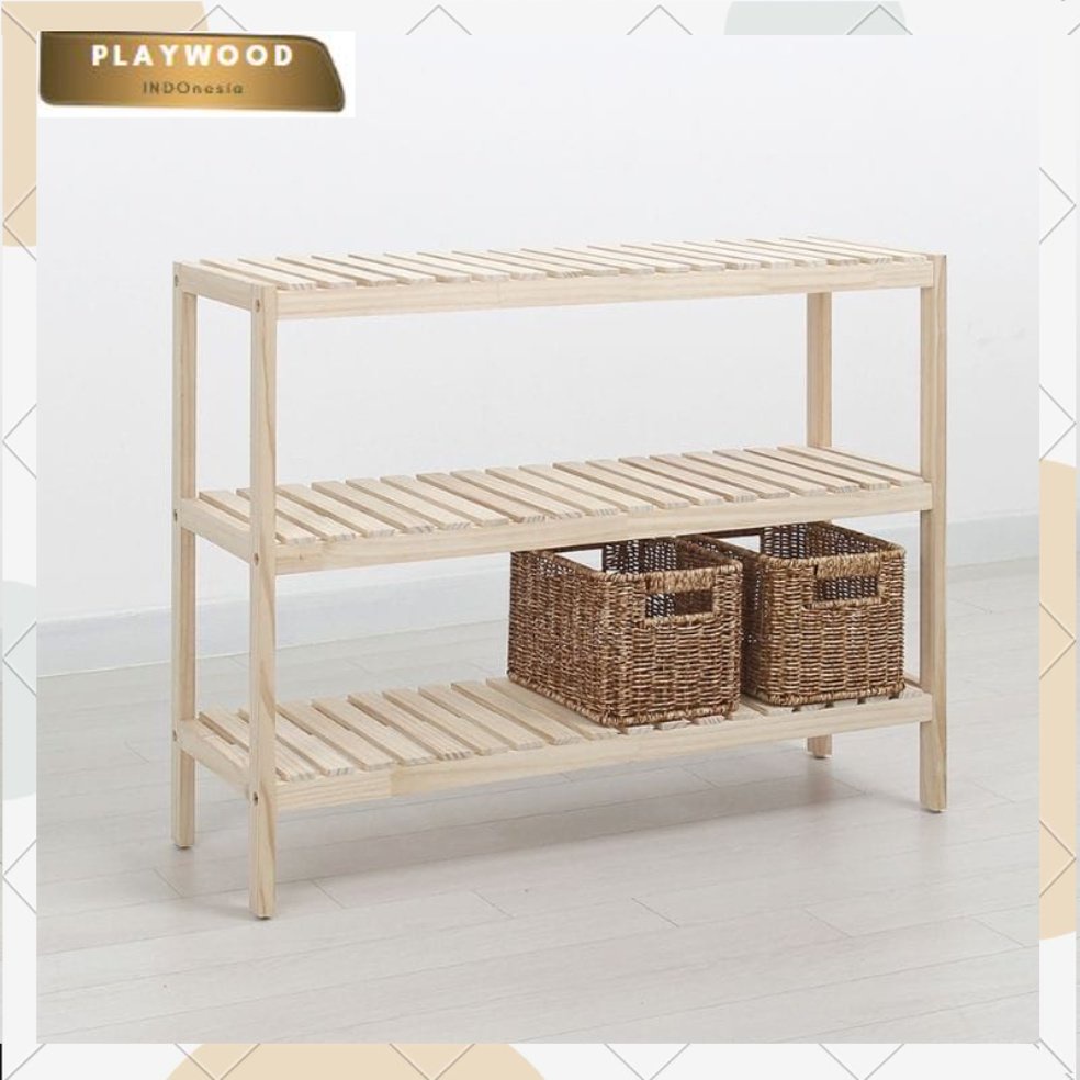 Jual Rak Serbaguna 3 tingkat rak ambalan 80 cm | Rak Rak Wooden Shelf Rak Kayu | Rak Rak Sepatu ...