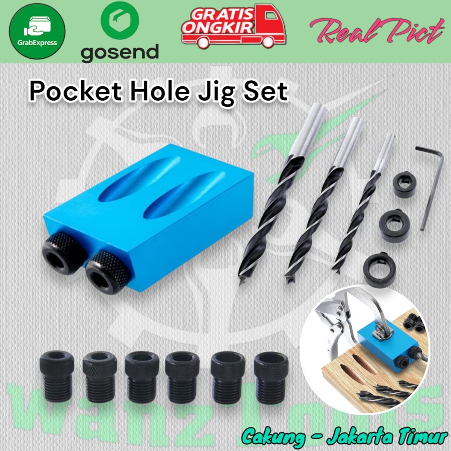 Jual Pocket Hole Jig Set Rdeer Adaptor+Mata Bor Dowel 6-8-10 | Shopee ...