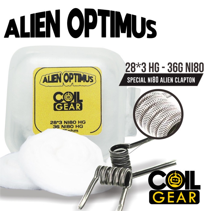 Jual COIL GEAR ALIEN OPTIMUS NI 80 ALIEN FUSED CLAPTON SINGLE 28Gx3+36G HARGA 1 PASANG ISI 2PCS ...