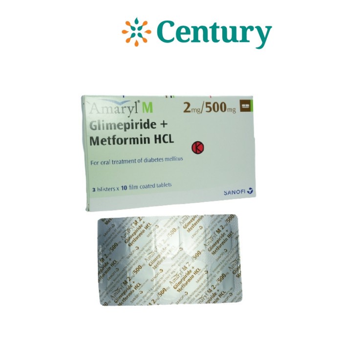 Jual AMARYL M 2MG/500MG 1 BLISTER ISI 10 TABLET / OBAT DIABETES ...