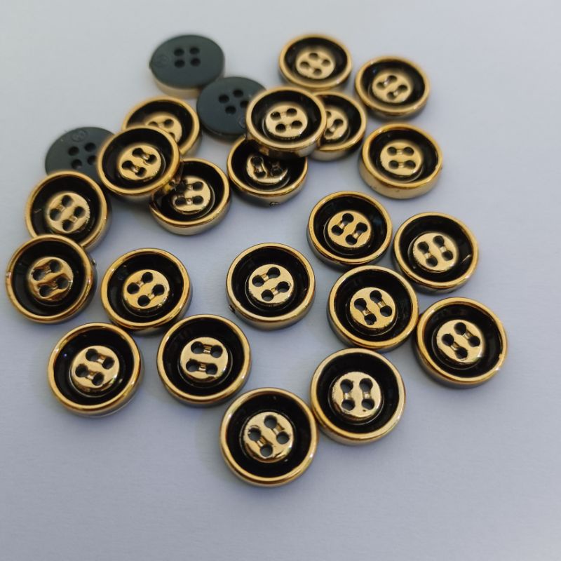 Jual kancing kemeja Hem motif black gold/silver black kancing menset ...