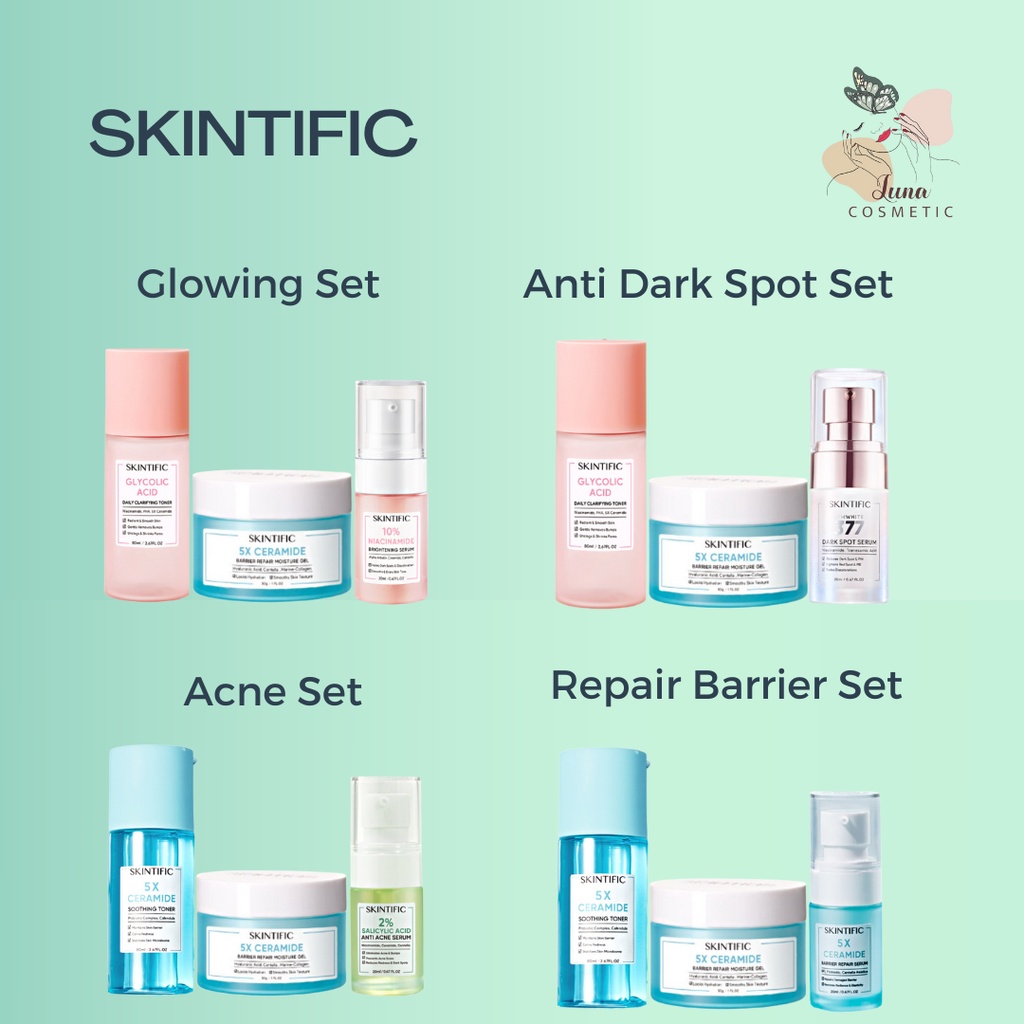 Jual SKINTIFIC Paket Skincare SET | Glycolic Acid Toner | Moisturizer ...