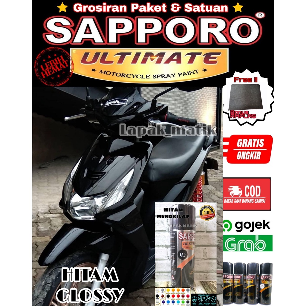 Jual SAPPORO ULTIMATE B13 BLACK HITAM GLOSSY / CAT SPRAY SEMPROT ...