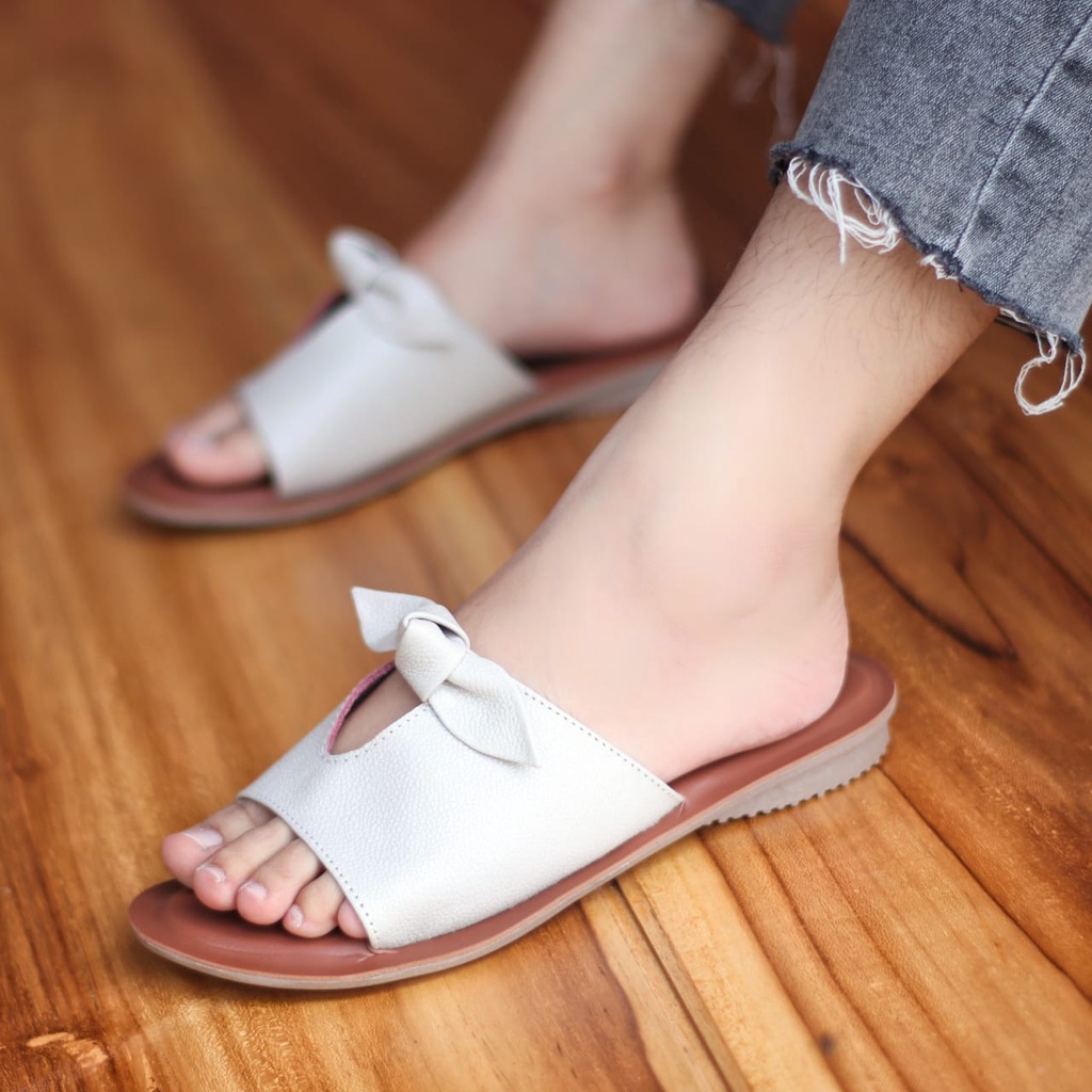 Jual Sandal Slop Teplek Kulit CINDY Sendal Kulit Asli Original Simpel ...
