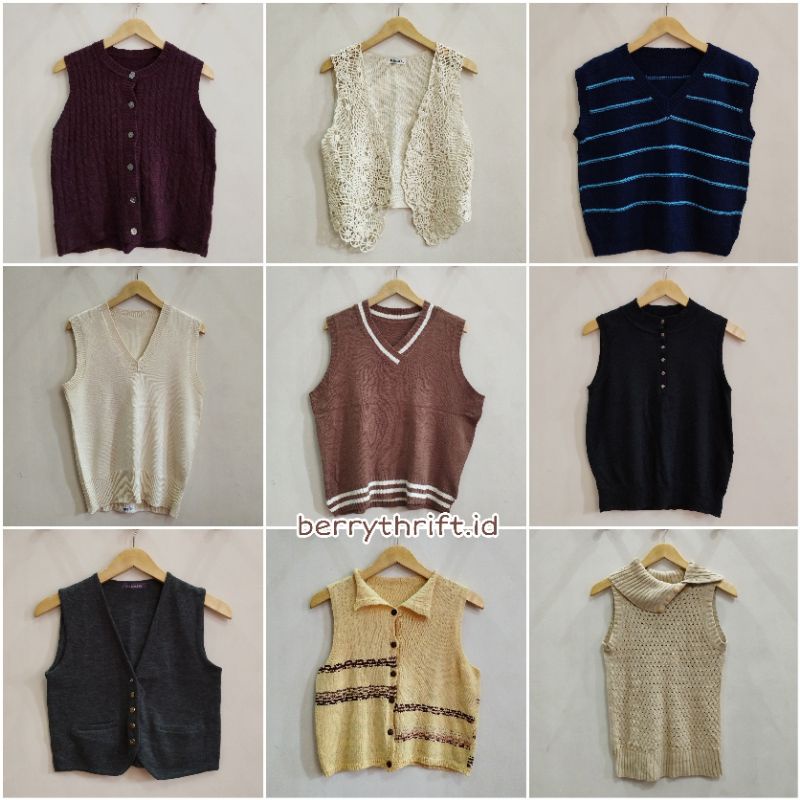 Jual VEST KUTUNG LENGAN PENDEK RAJUT || by berrystore_id | Shopee Indonesia