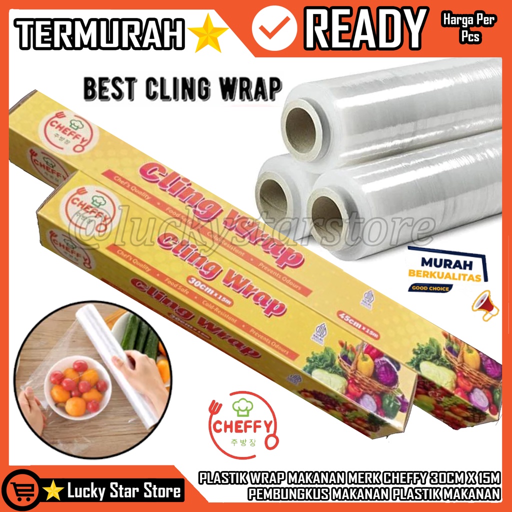 Jual PLASTIK CLING WRAP MEREK MERK MAKANAN CHEFFY 30CM X 15M PEMBUNGKUS ...