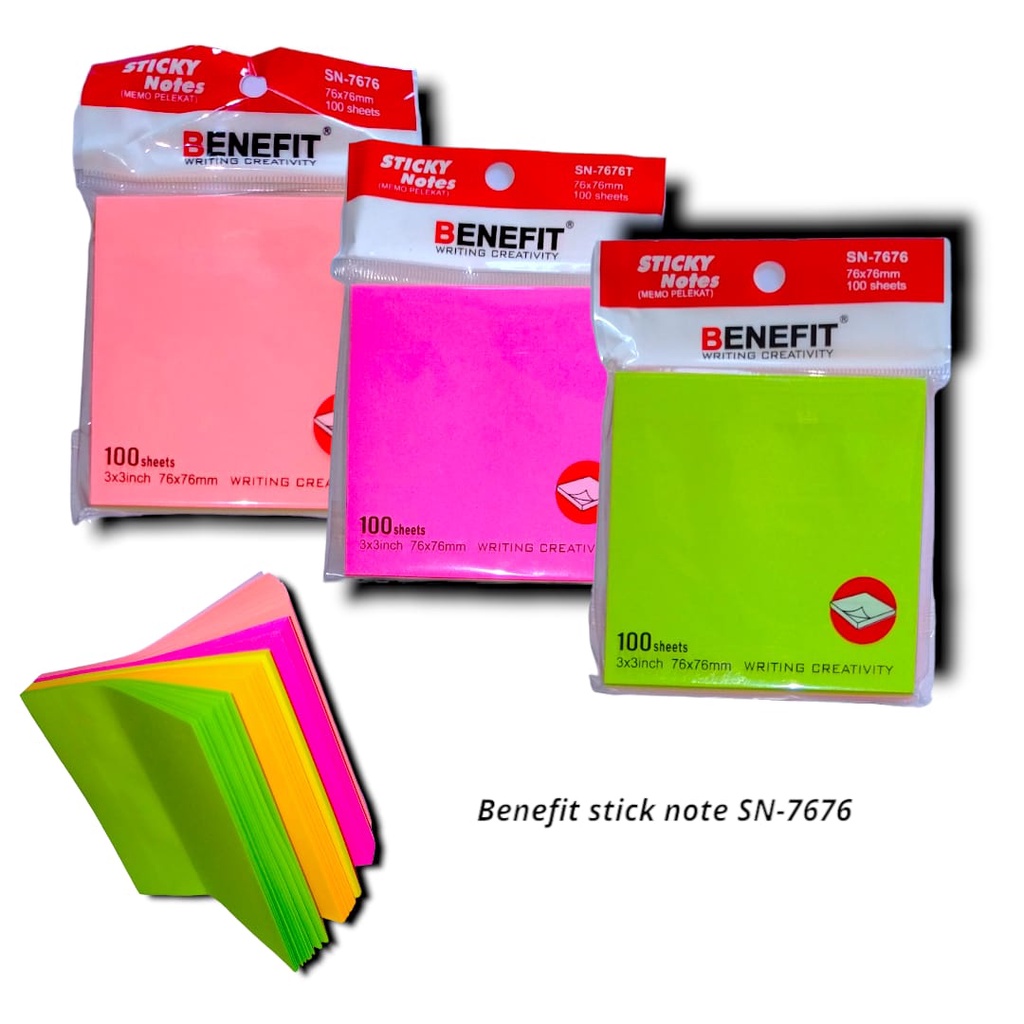 Jual STICKY NOTES KERTAS MEMO WARNA 76X76 MEMOPAD MEMO TEMPEL 100 LBR ...