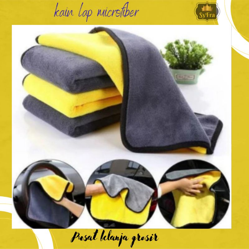 Jual Kain lap kuning microfiber 2 sisi lap motor lap mobil serbaguna ...