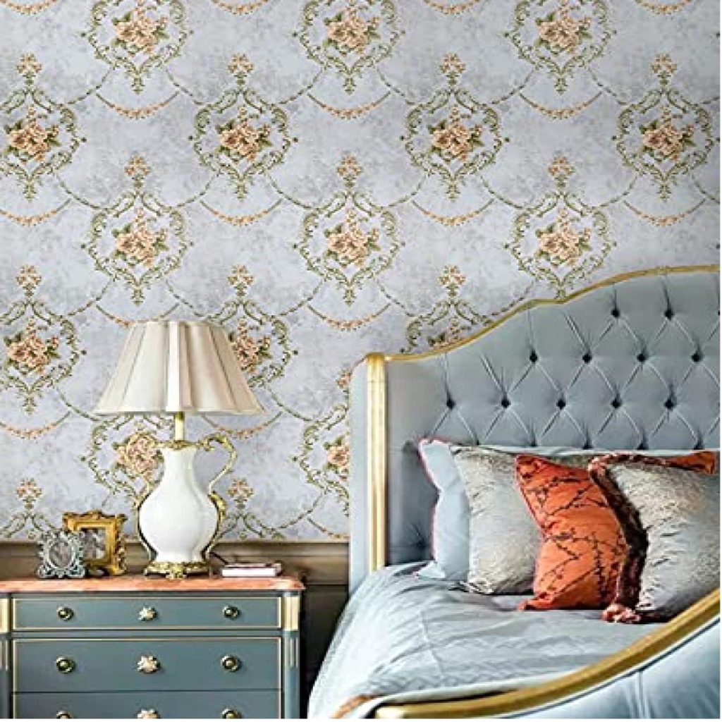 Jual Wallpaper Dinding Batik Rose Abu / Mewah Modern 8m s/d 9m x 45cm ...