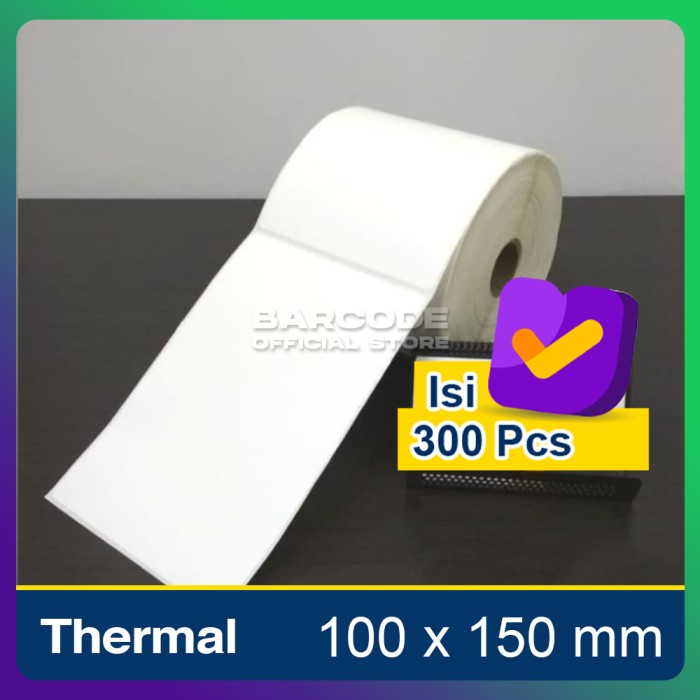Jual Term Label Barcode 100 X 150 Kertas Sticker Thermal 100X150 Mm (300 Pcs) | Shopee Indonesia