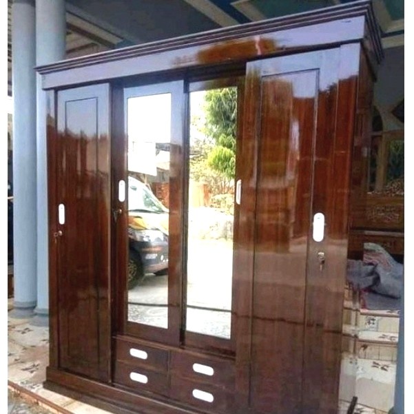 Jual almari pakaian minimalis lemari sliding 4 pintu | Shopee Indonesia