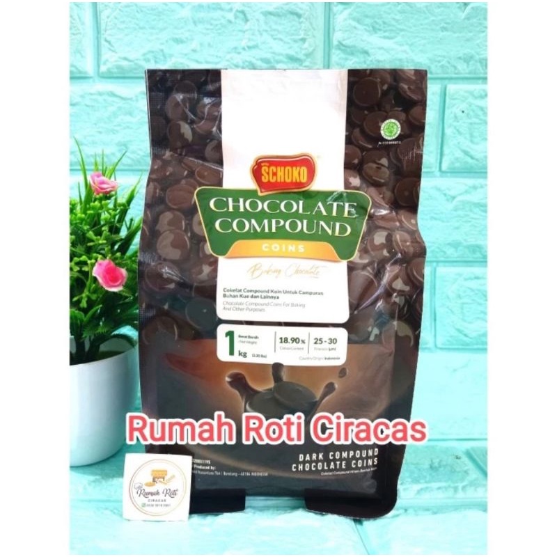 Jual SCHOKO DARK COMPOUND CHOCOLATE COINS 1KG COKELAT KOIN SCHOKO 1KG ...