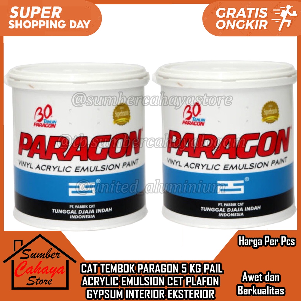 Jual PARAGON CAT TEMBOK 5 KG 5KG DINDING LUAR DALAM PRAGON VINYL ...