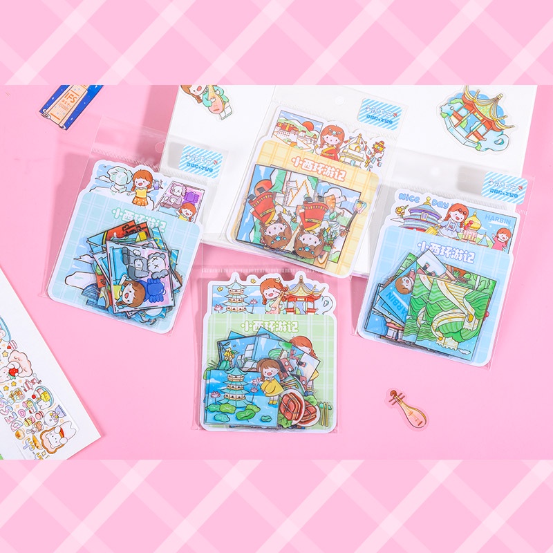 Jual Stiker Hias Little Orange World Traveling Flake Stickers Set ...