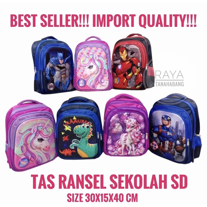 Jual Tas Ransel Sekolah Anak SD 3 Ruang Import | Shopee Indonesia