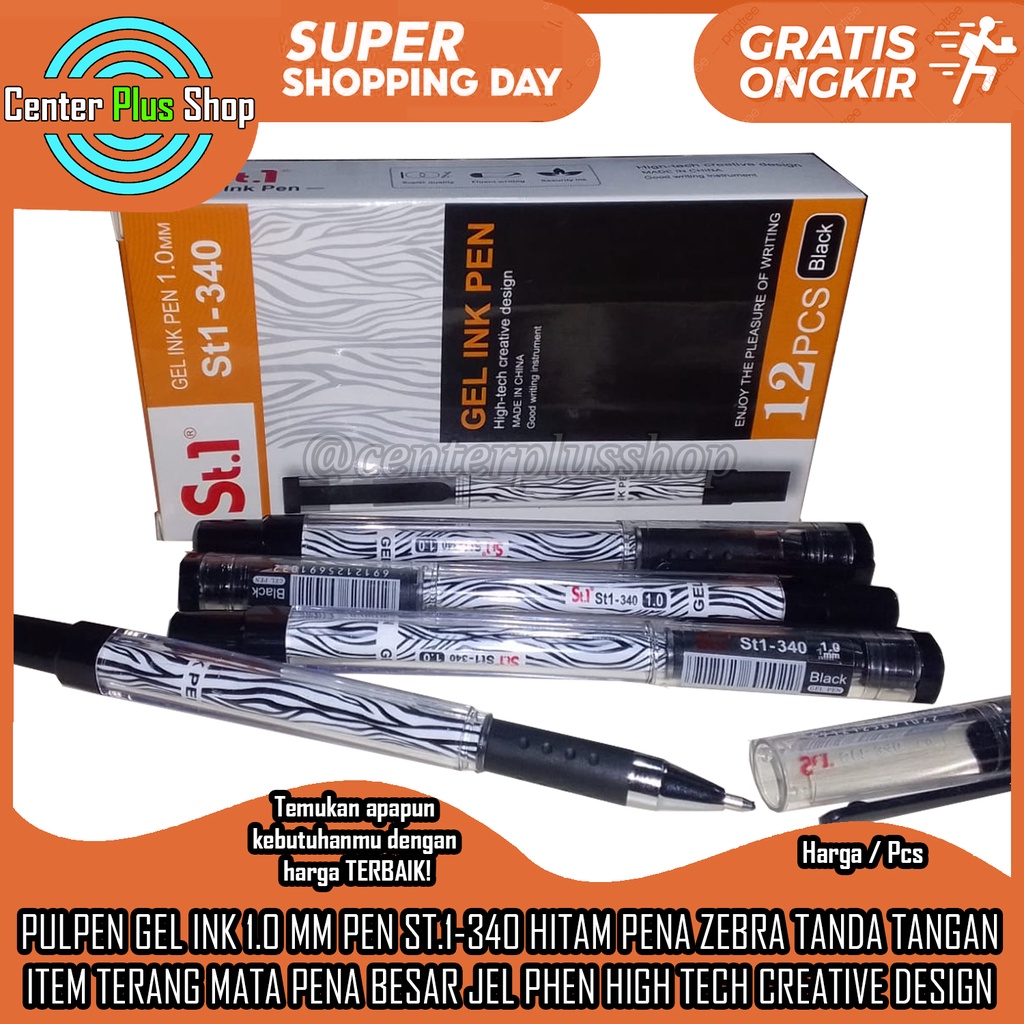 Jual PULPEN GEL INK 1.0 MM PEN ST.1-340 HITAM PENA ZEBRA TANDA TANGAN ...