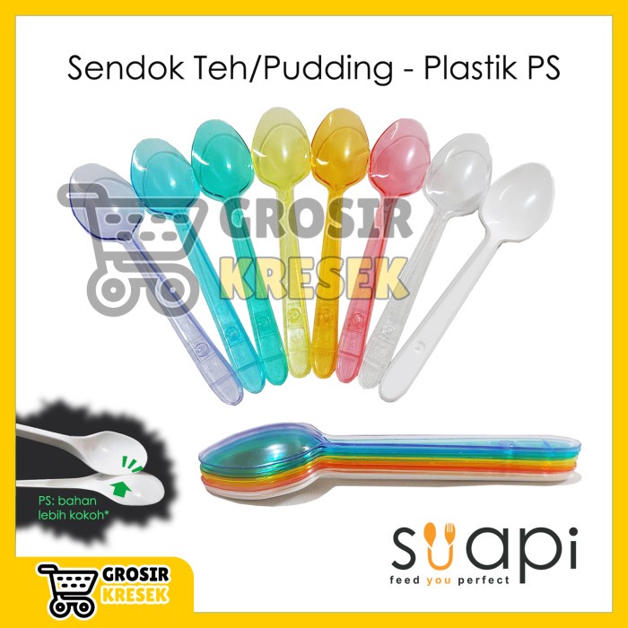 Jual A79 Sendok Teh Pudding PS SUAPI 100pcs Putih Bening Warna Food ...