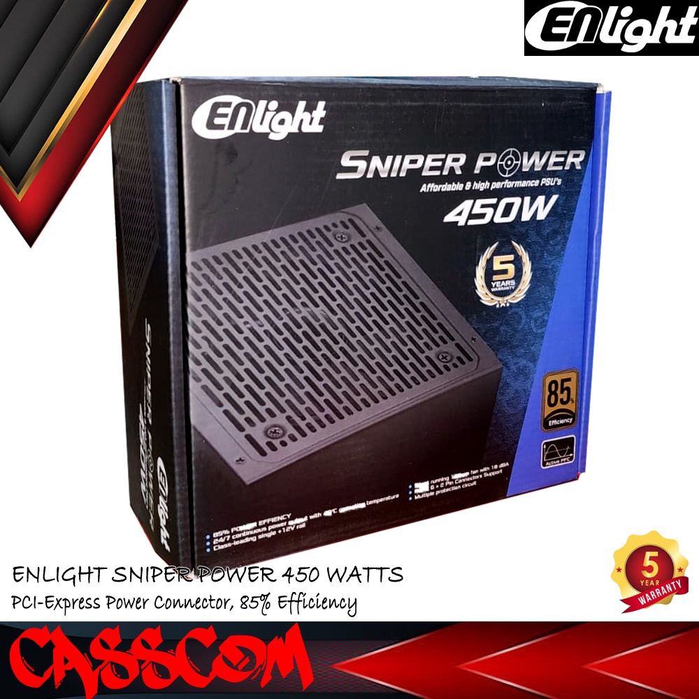 Jual Power Supply Enlight Sniper Power 450W 85+ Efficiency PSU | Shopee ...