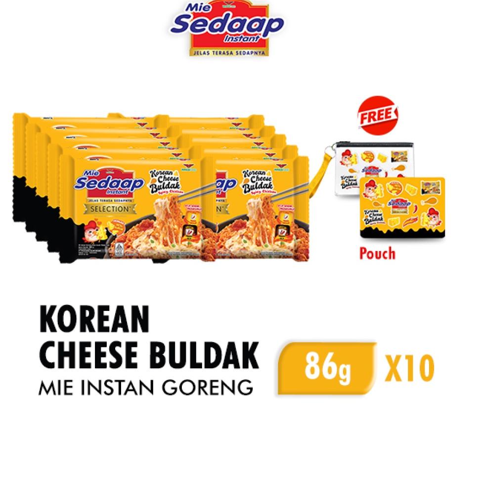 Jual ORIGINAL% Mie Sedaap Korean Cheese Buldak 86 gr x10 Free Pouch ...