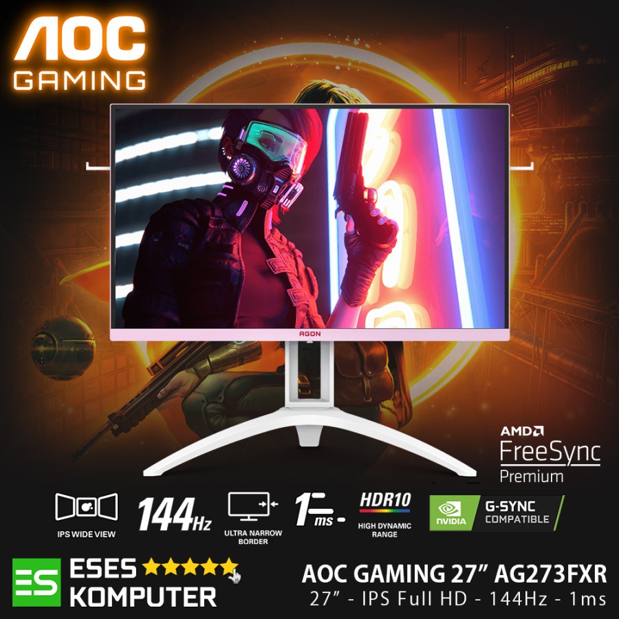 Jual Monitor AOC AGON AG273FXR 27" 144Hz 1ms IPS FHD HDR10 White Pink ...