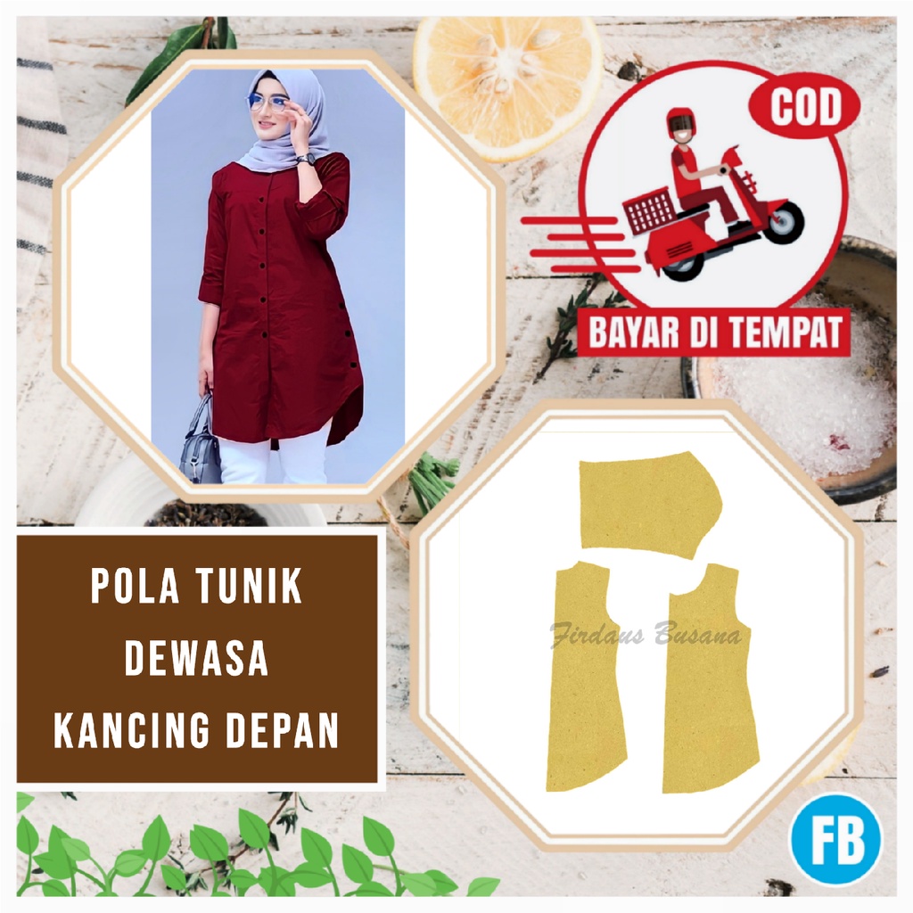 Jual 【COD】Pola Tunik Dewasa Kancing Depan | Pola Baju Wanita Lengkap | Pola Instan | Pola Jiplak ...