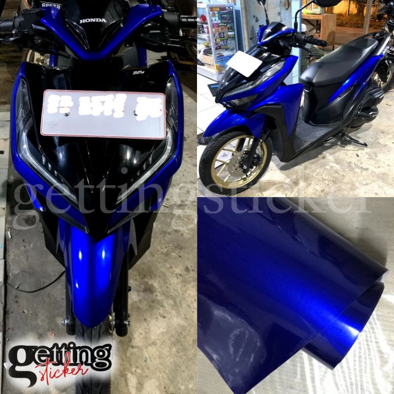 Jual stiker skotlet biru candy sticker blue metalic scotlet metalik ...