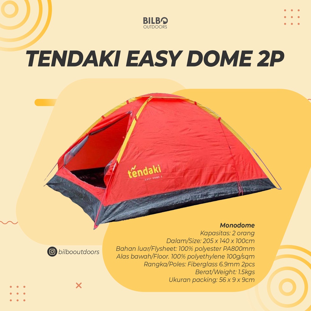 Jual Tenda Kapasitas 2 Person Tendaki Easy Dome 2P single Layer ...