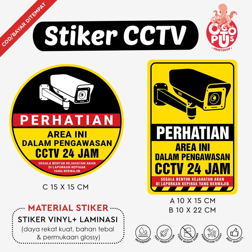 Jual Stiker CCTV 24 jam | Stiker CCTV Murah | Stiker Sign Kamera CCTV ...